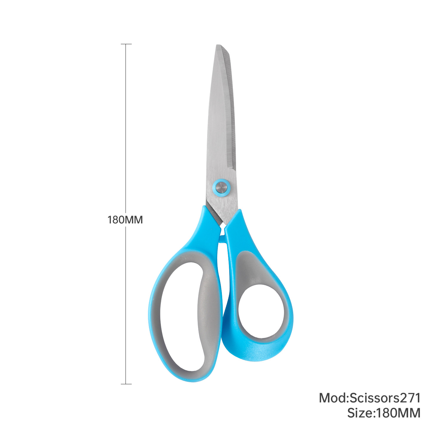 12x Blue Soft Grip 18cm Scissors 1.8mm Blade - Stanley Packaging