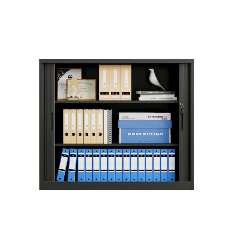 Steel Tambour Storage Box Black Cupboard 1016x1200x473mm - Stanley ...